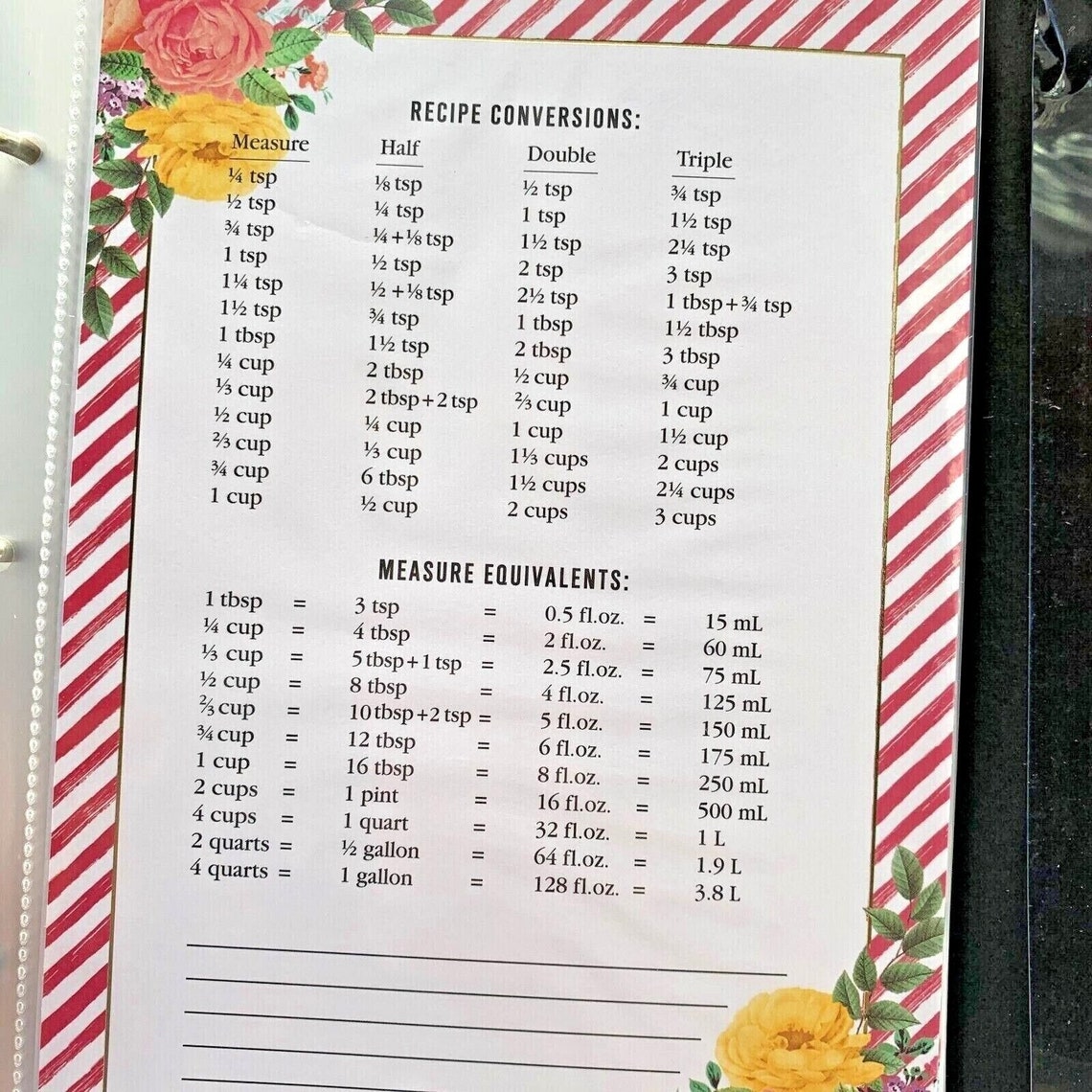 Measure and Mix Recipe Organizer Binder Personal Family - Etsy