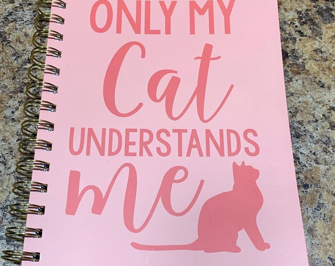 Cat Notebook Lined Paper Ruled Pages Pink Only My Cat Understands Me ...