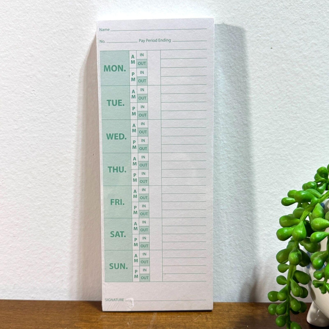 50 Count Weekly Time Clock Cards Timecard for Employee Attendance ...