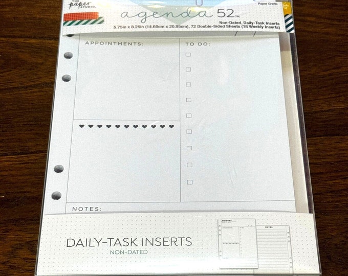 Agenda 52 Undated Planner Inserts Daily Tasks 5.75 X 8.25 6 Ring Binder ...