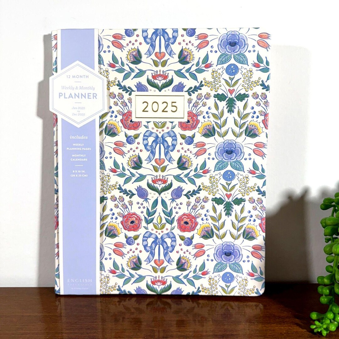 2025 Planner Monthly Weekly Layouts Notes Pages Blue Floral 7.25x9.25 ...