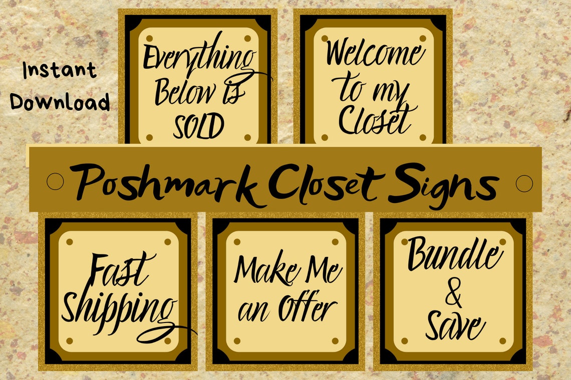 Poshmark Closet Signs Boutique Signs Gold Glitter - Etsy