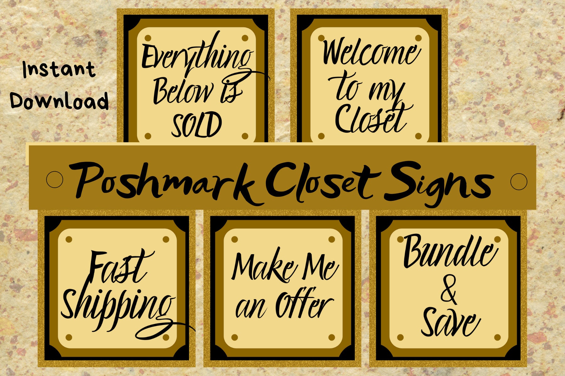 Poshmark Closet Signs Boutique Signs Gold Glitter - Etsy UK