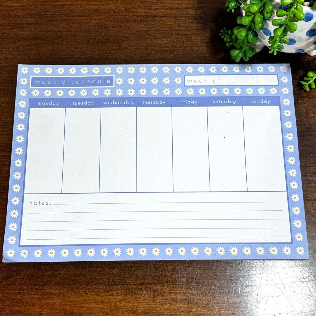 Weekly Desk Calendar Planner Pad Undated Daisies Magnetic Lady Jayne - Etsy