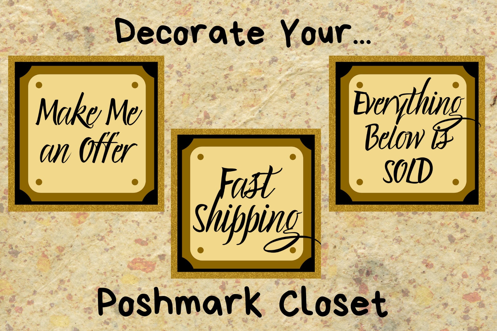 Poshmark Closet Signs Boutique Signs Gold Glitter - Etsy
