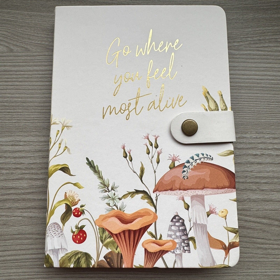 Mushroom Journal Lined Paper Faux Leather 6x8 128 Sheets Scribble and ...