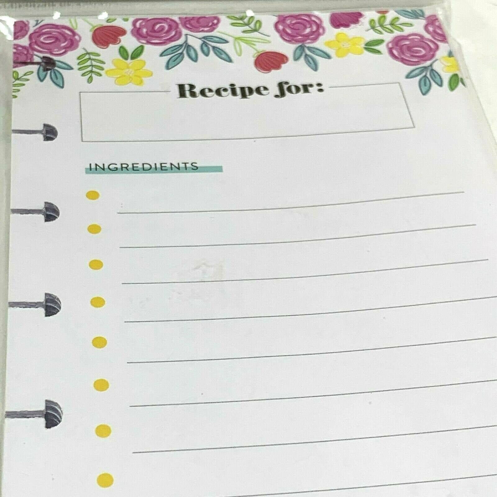 Happy Planner Recipe Half Sheets Classic Size Filler Paper - Etsy UK