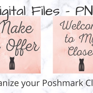 Poshmark Closet Signs, Boutique Signs, Pink and Grey Organizational ...