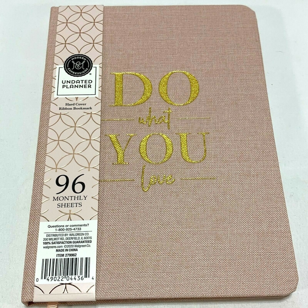 Undated Planner Weekly Monthly Layouts Hard Cover Ribbon Bookmark Notes ...