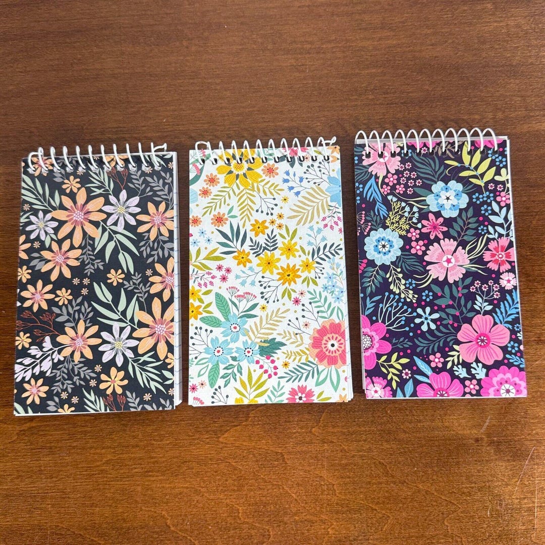 3 Spiral Notebooks 3x5 60 Ruled Lined Sheets Pocket Sized Flowers - Etsy