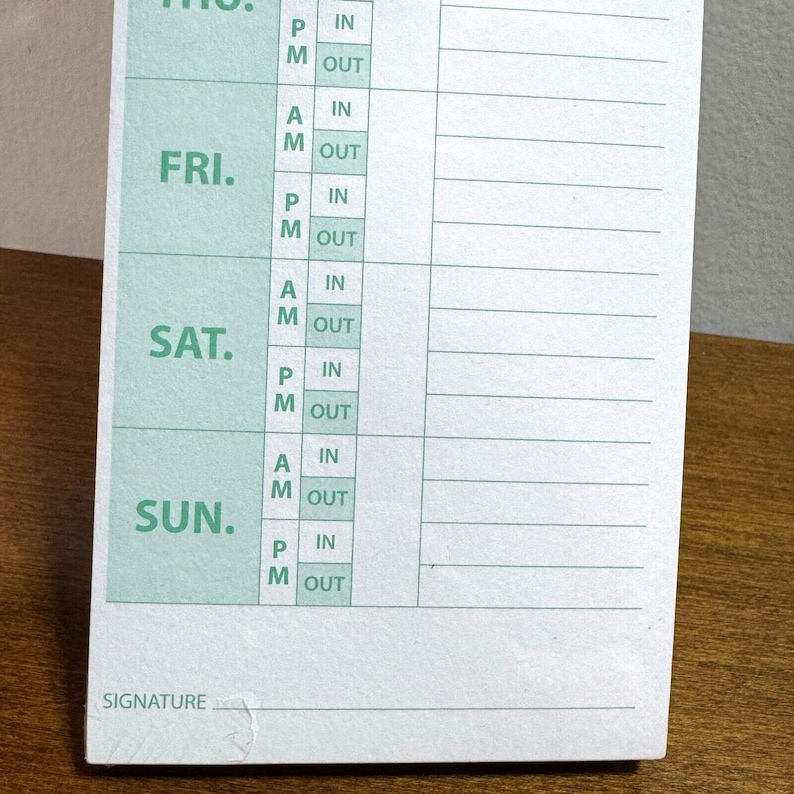 50 Count Weekly Time Clock Cards Timecard for Employee Attendance ...