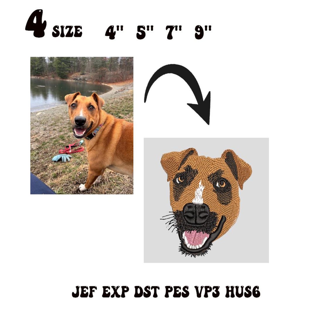 Custom Dog Embroidery Design Files, Custom Pet Portrait Embroidery ...