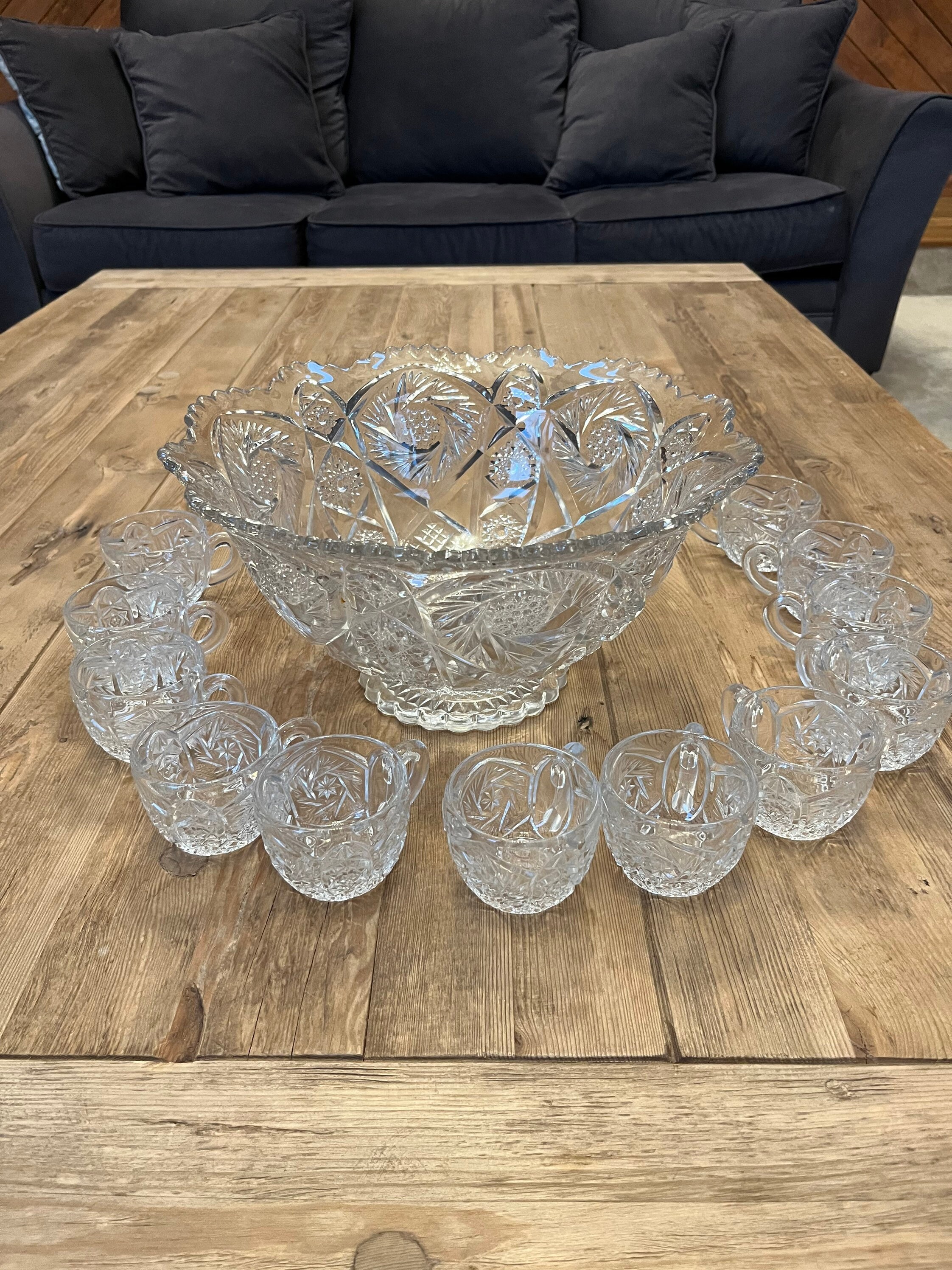 Whirling Star Clear By Imperial Glass Ohio 13 Piece Punch - Etsy