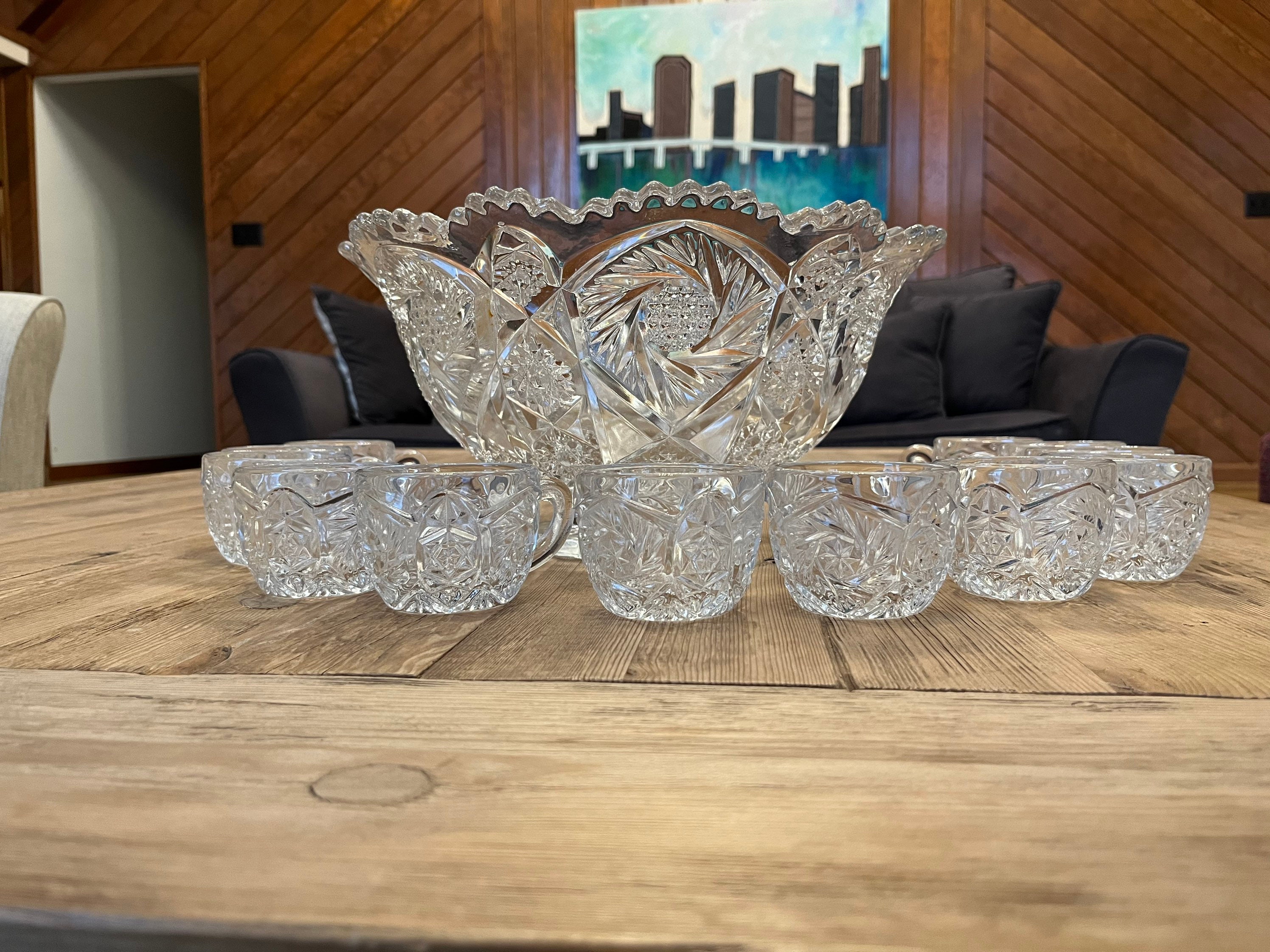 Whirling Star Clear By Imperial Glass Ohio 13 Piece Punch - Etsy