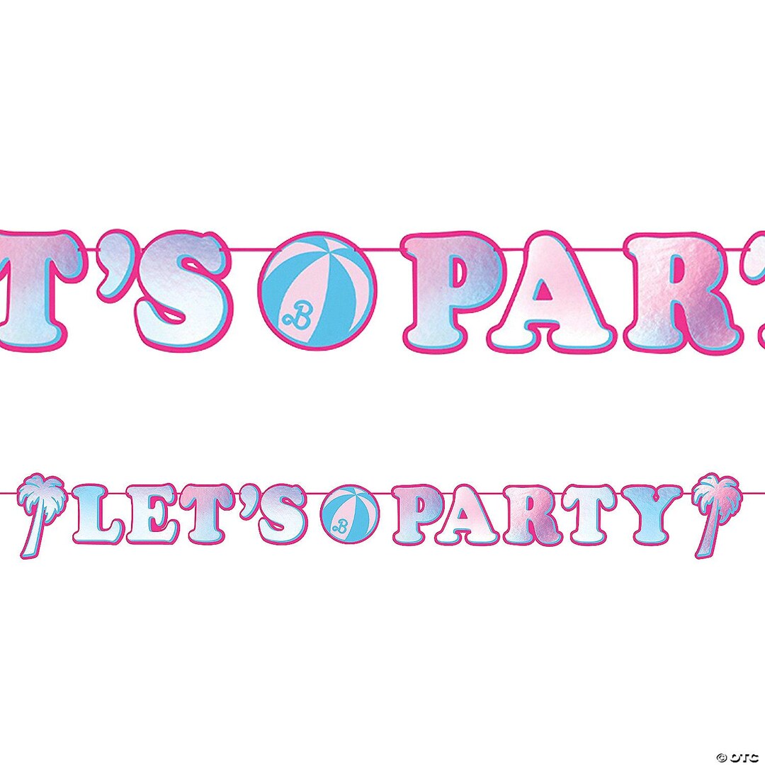 Malibu Pink Barbie "let's Party" Letter Banner - 10" X 12 Ft (1 Pack ...