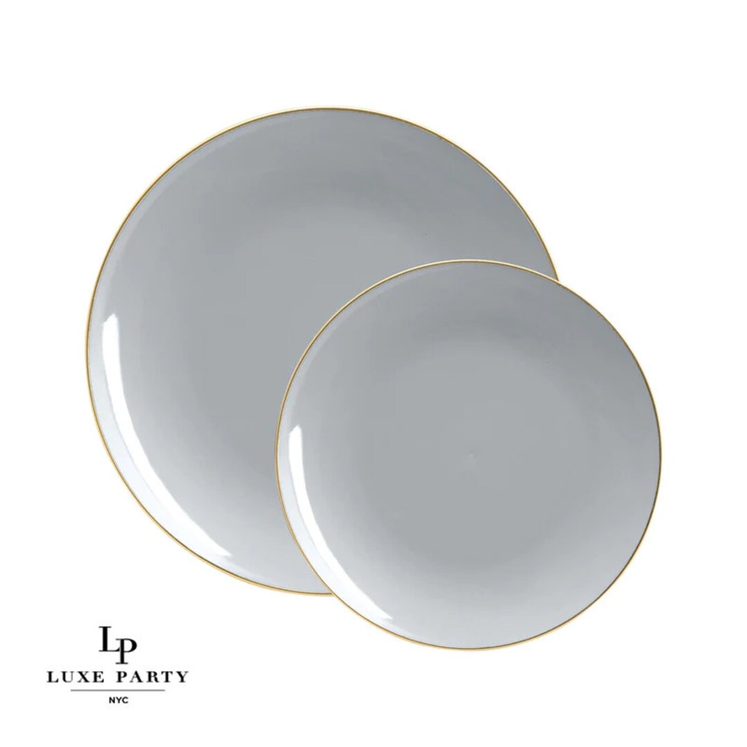 Grey • Gold Round Plastic Plates | 10 Pack Christmas - Etsy