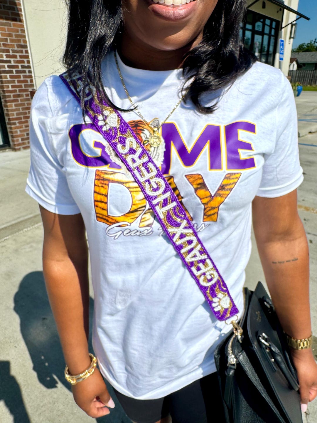 LSU Tiger Stripe Beaded Purse Strap Louisiana, Game Day - Etsy