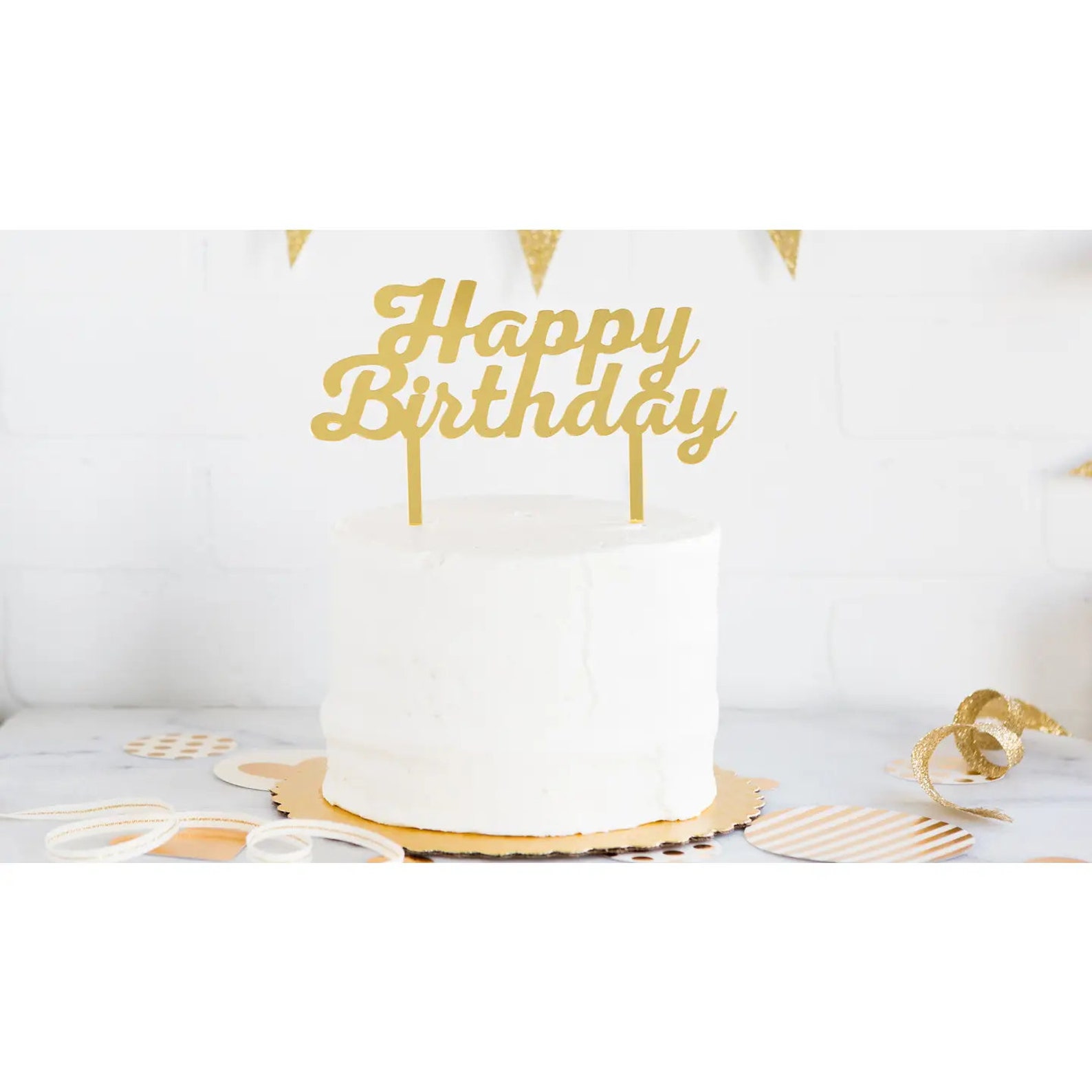 Happy Birthday Cake Topper Gold - Etsy