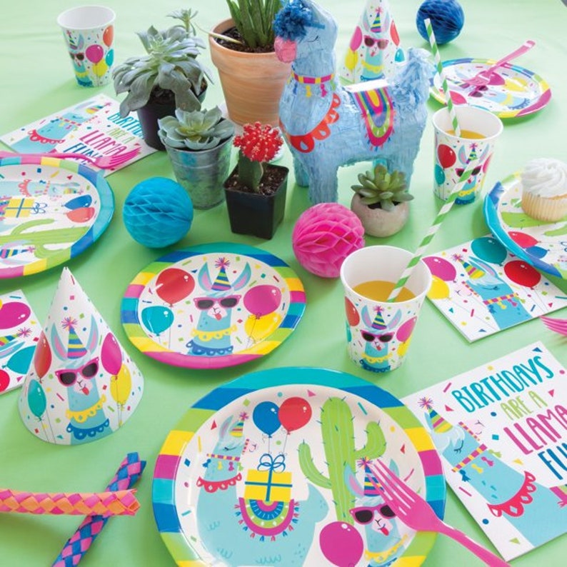 Llama Birthday Balloons & Confetti Paper Cups - 8 Pc. - Etsy