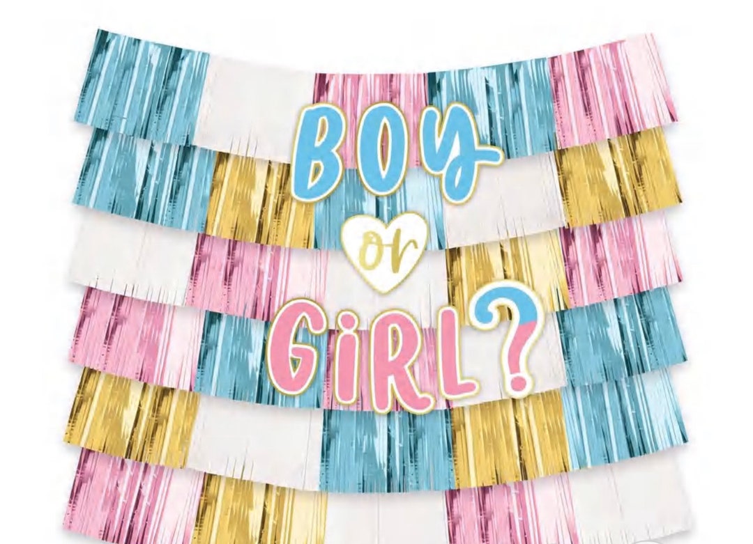 Boy or Girl? Fringe Banner Backdrop With Cutouts, 5ft X 4.8ft - the Big ...