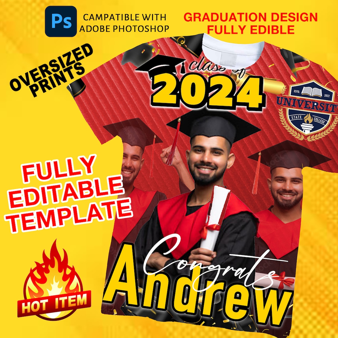Graduation PHOTOSHOP Template, Grad Bundle Editable Template, Senior ...