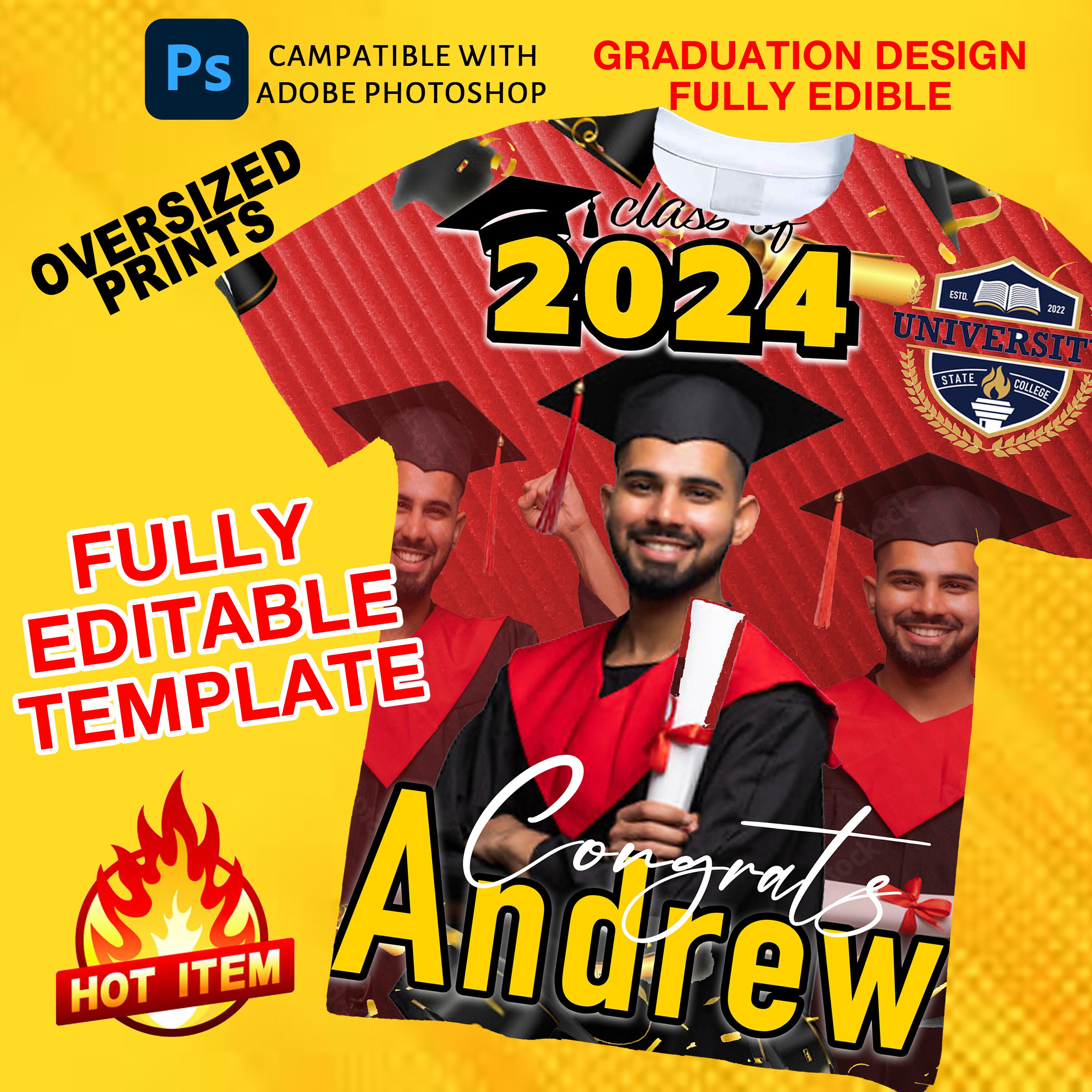 Graduation PHOTOSHOP Template, Grad Bundle Editable Template, Senior Template, Grad Design,flyer ...