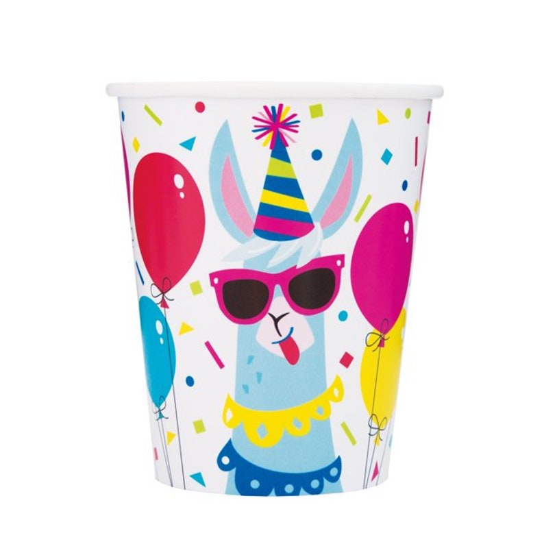 Llama Birthday Balloons & Confetti Paper Cups - 8 Pc. - Etsy