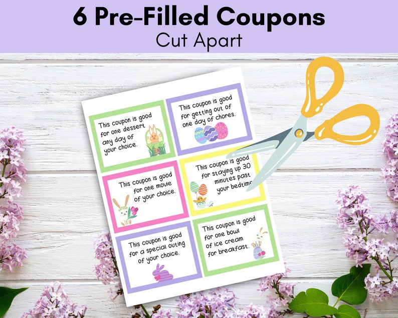 Easter Coupon Book for Kids Printable Easter Basket Stuffer - Etsy