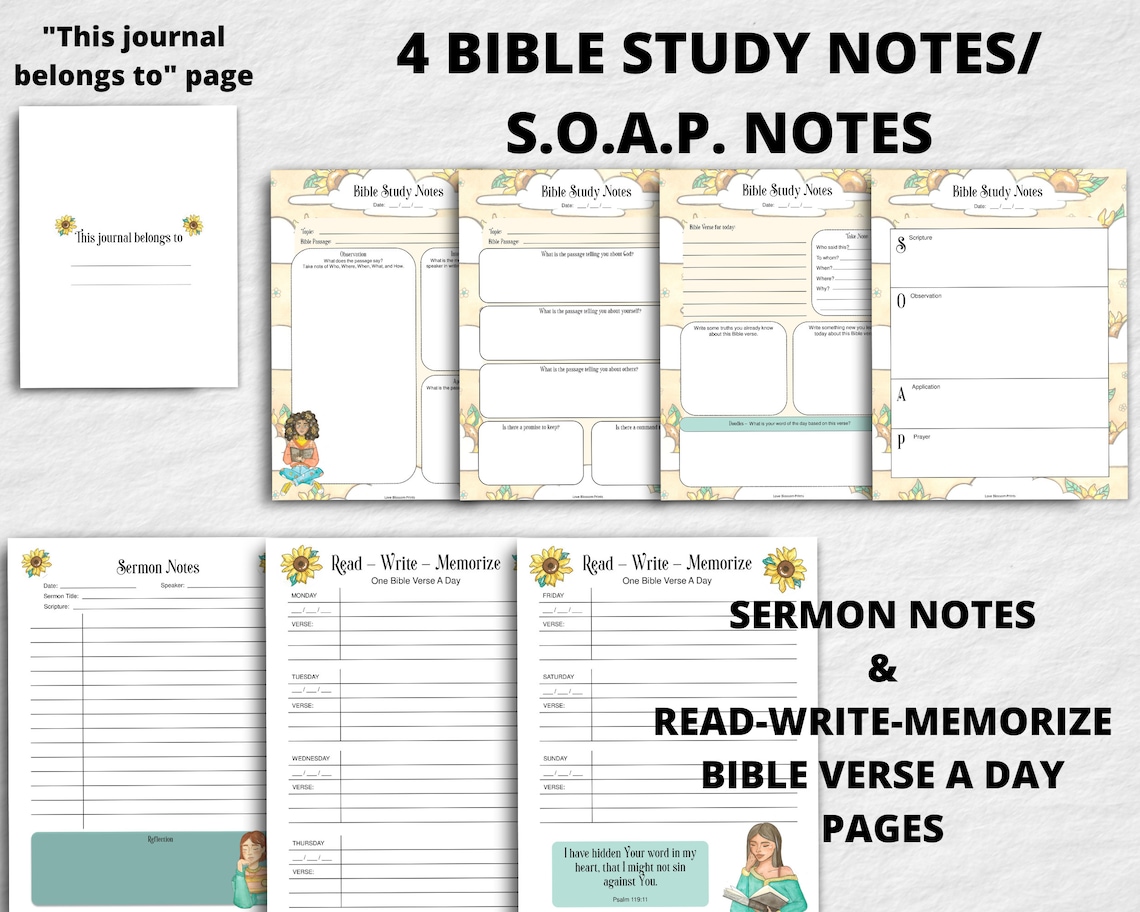 Illustrated Faith Journal Printable Bible Journaling Kit - Etsy