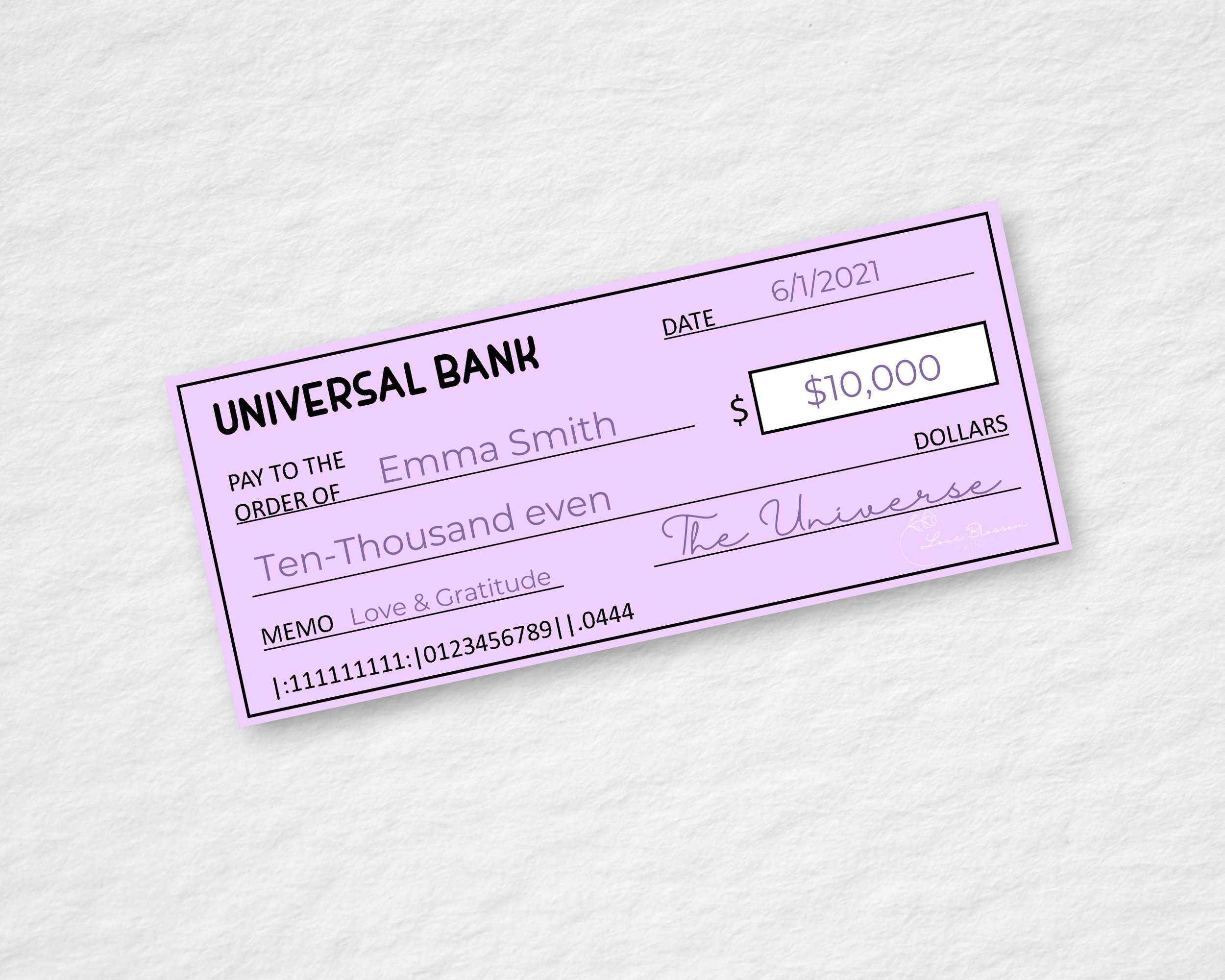 Manifestation Checks Universe Check Printable Prosperity | Etsy