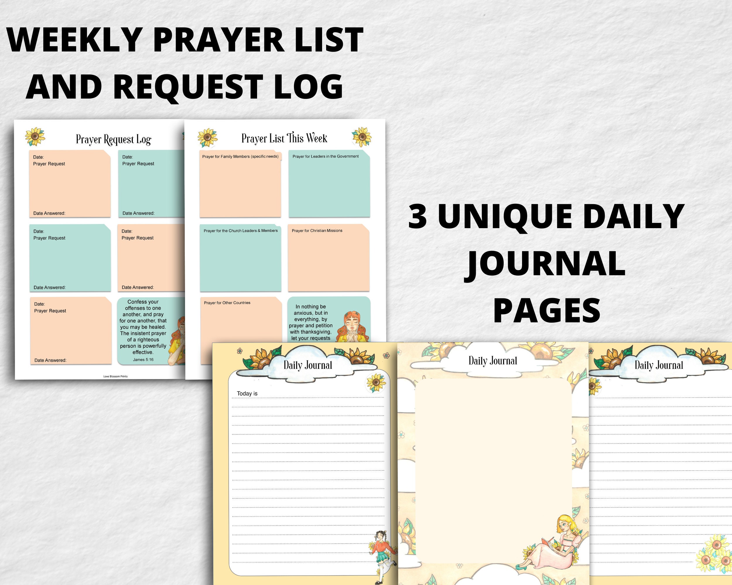 Illustrated Faith Journal Printable Bible Journaling Kit - Etsy