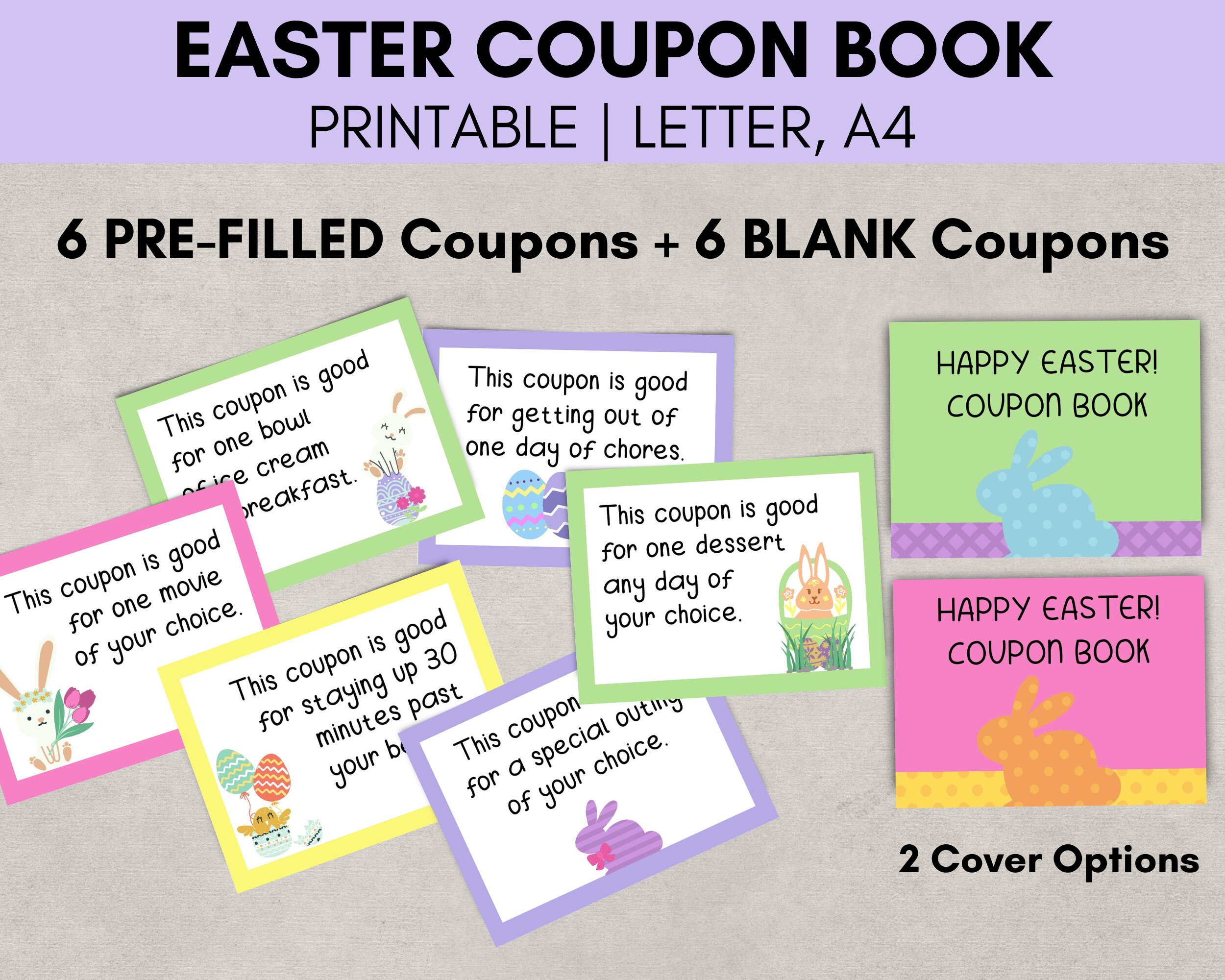 Easter Coupon Book for Kids Printable Easter Basket Stuffer - Etsy