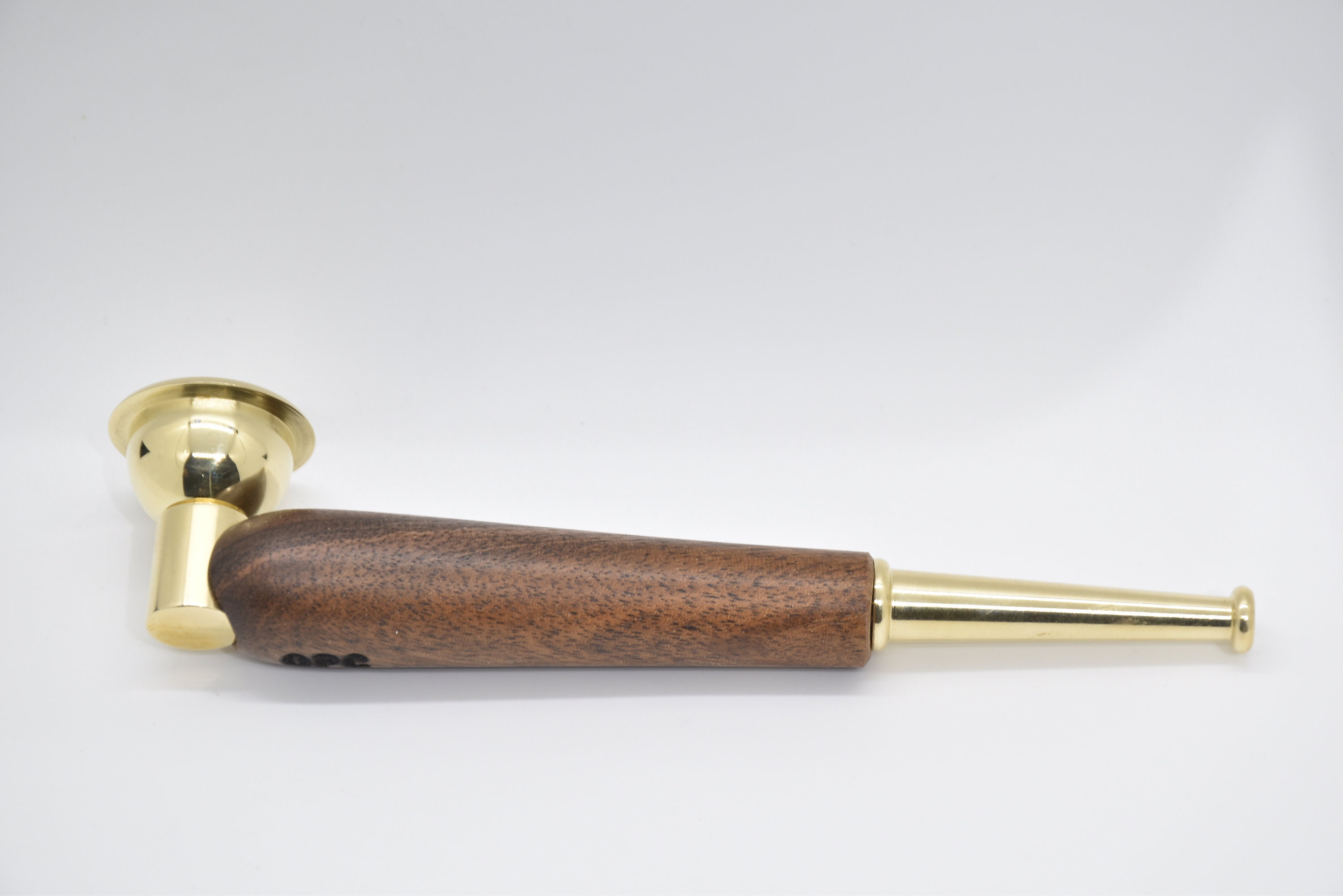 Smoking Pipe Polished Solid Brass with Walnut Hardwood | Etsy
