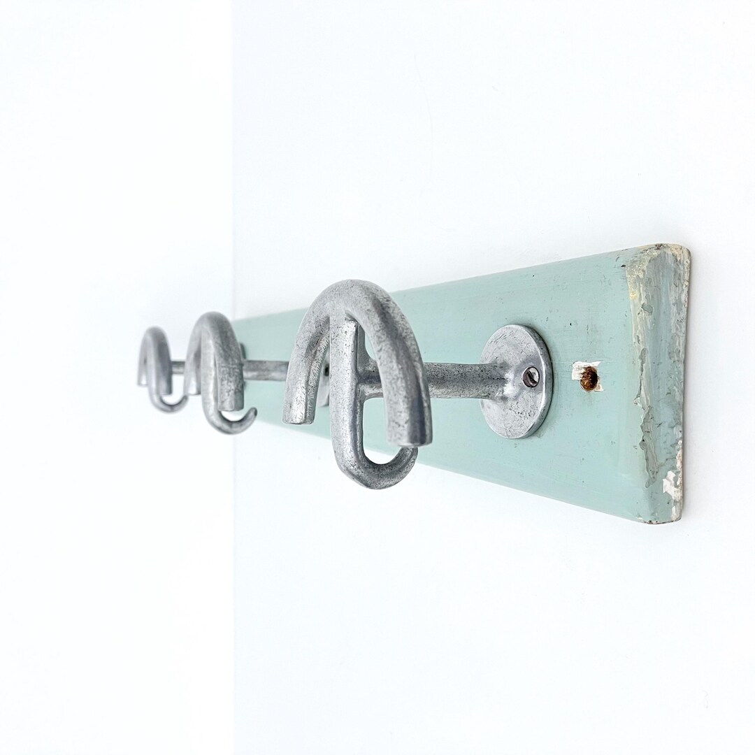 Vintage Light Blue Wooden Coat Rack / Mid-century Italian Entryway ...