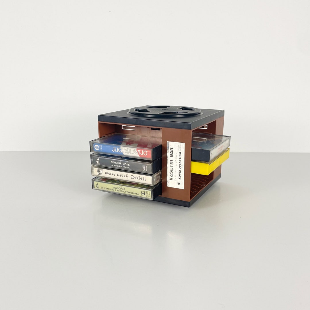 Vintage Audio Cassette Tape Holder / Rotating Cassette Storage Box ...