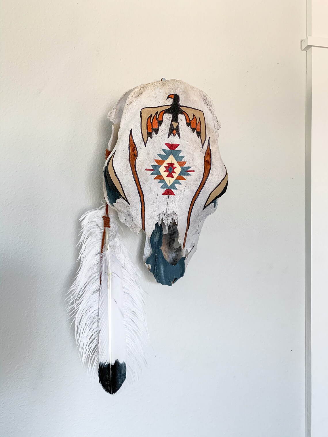 Hand painted Cow skull Native American Design | Etsy