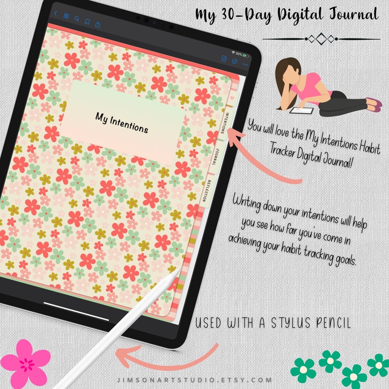 Habit Tracker Digital Journal, Digital Gratitude Journal, Journal ...