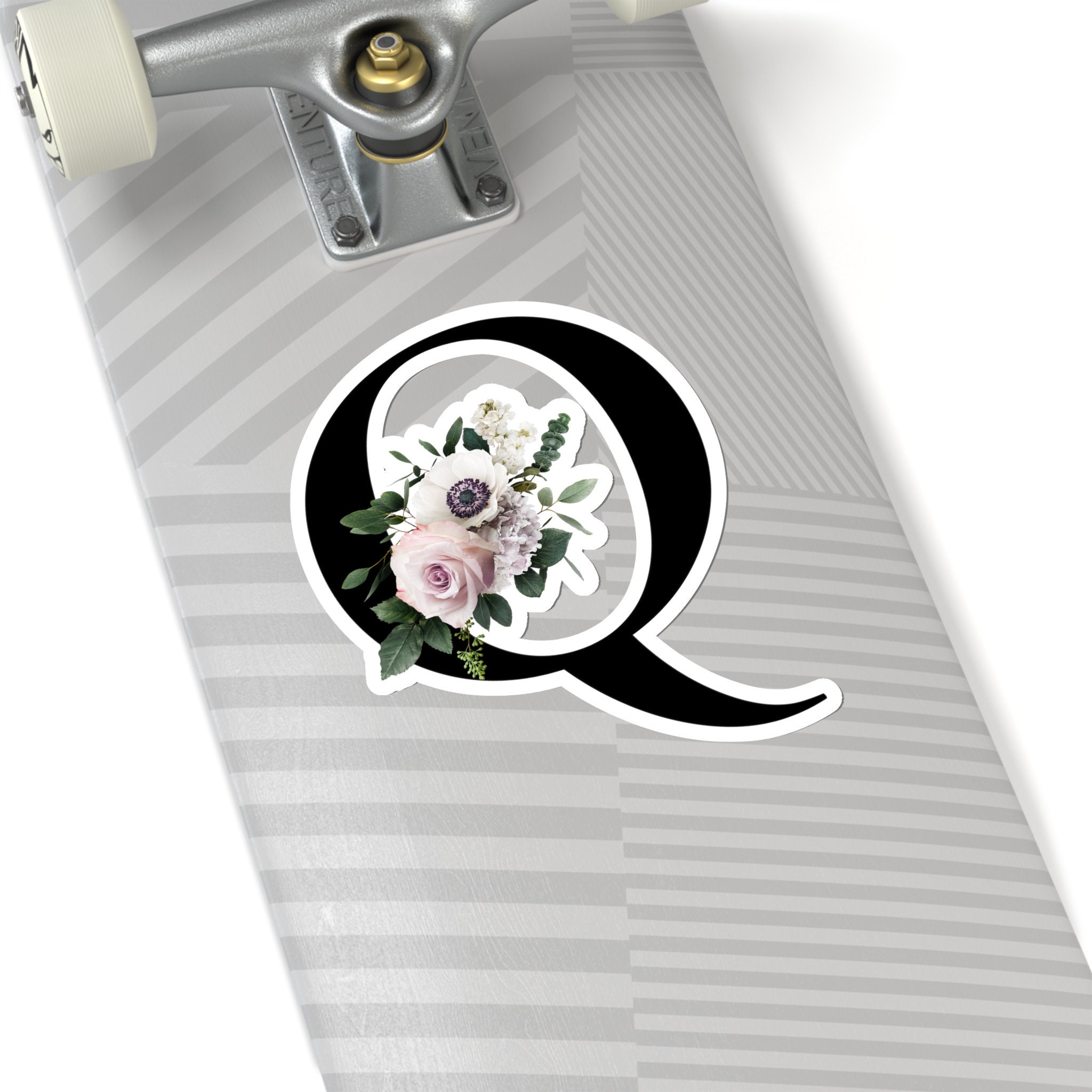 Flower Monogram Stickers, Floral Monogram Letter Q Sticker, Alphabet Q ...