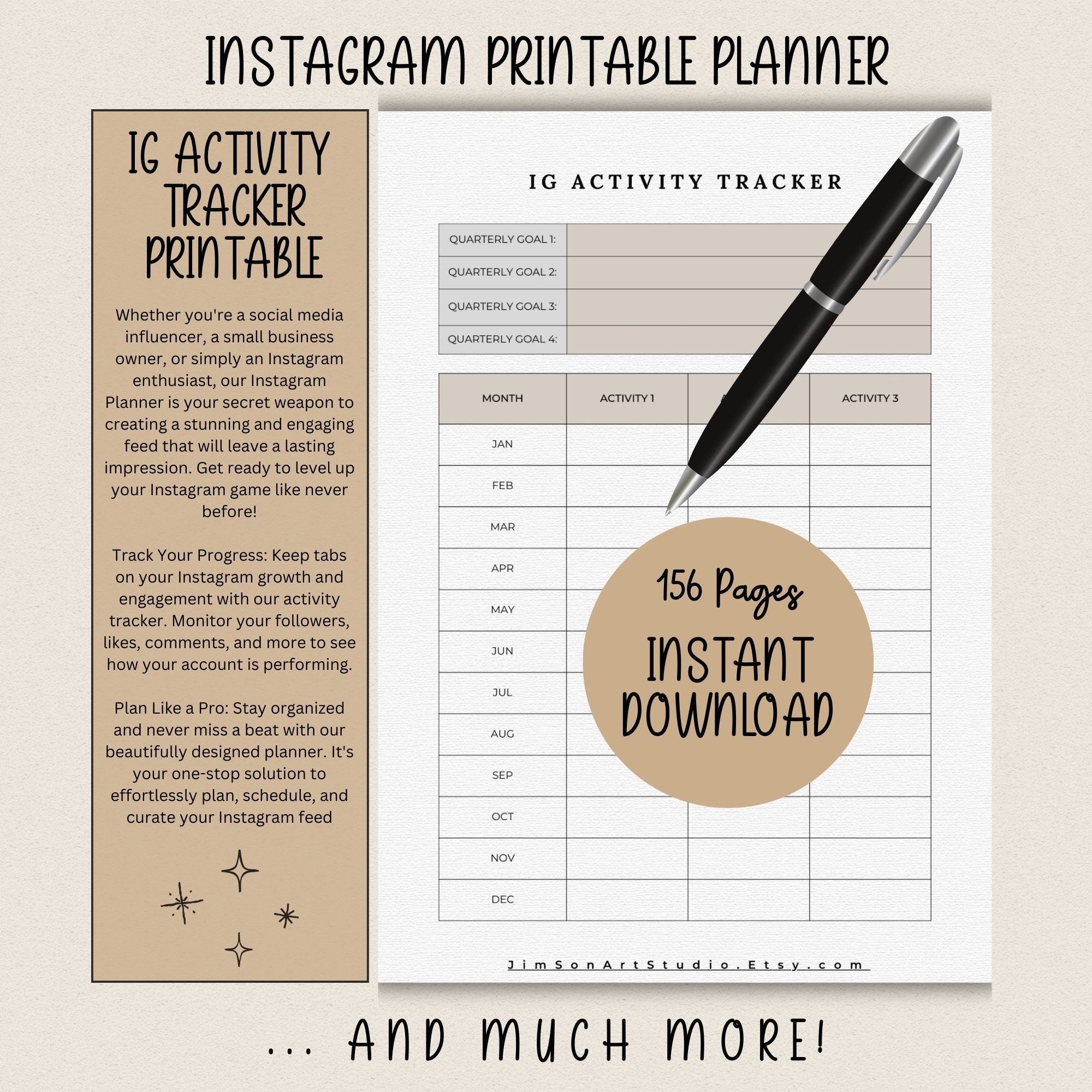 Instagram Printable Planner, Digital Planner Instagram, Printable ...