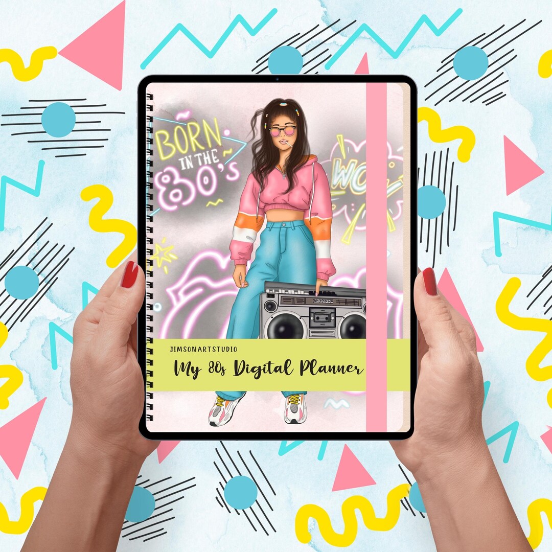 80s Nostalgia Digital Planner | Retro Girl Digital Journal With 80s ...