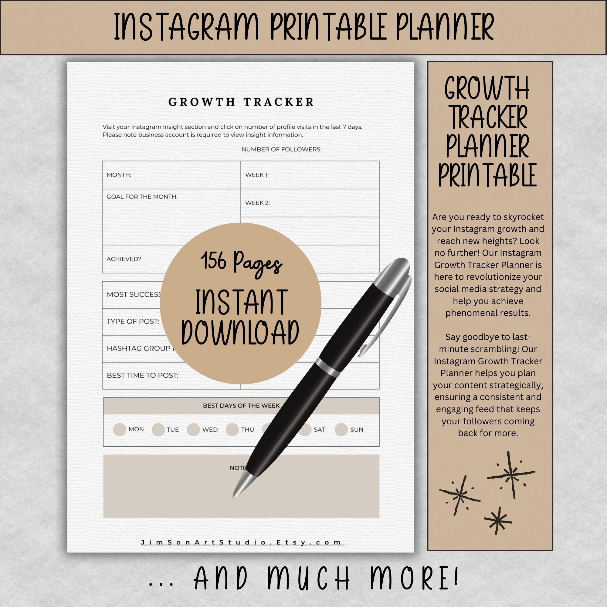 Instagram Printable Planner, Digital Planner Instagram, Printable ...