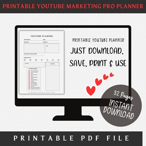 Youtube Printable Marketing Pro Business Planner | Instant Download A4 ...