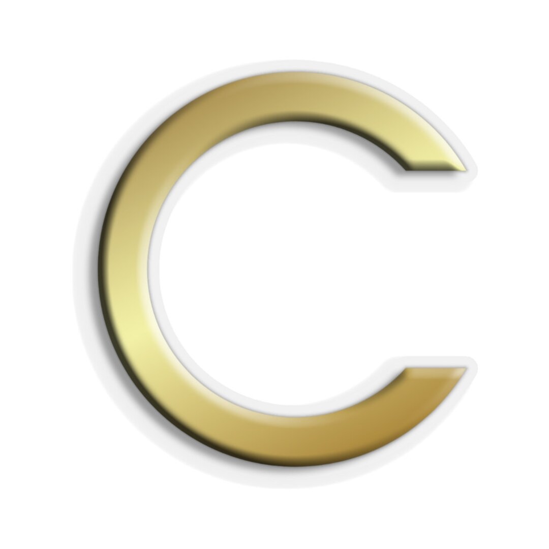 Gold C Stickers Letter C Gold Sticker Gold Alphabet C - Etsy