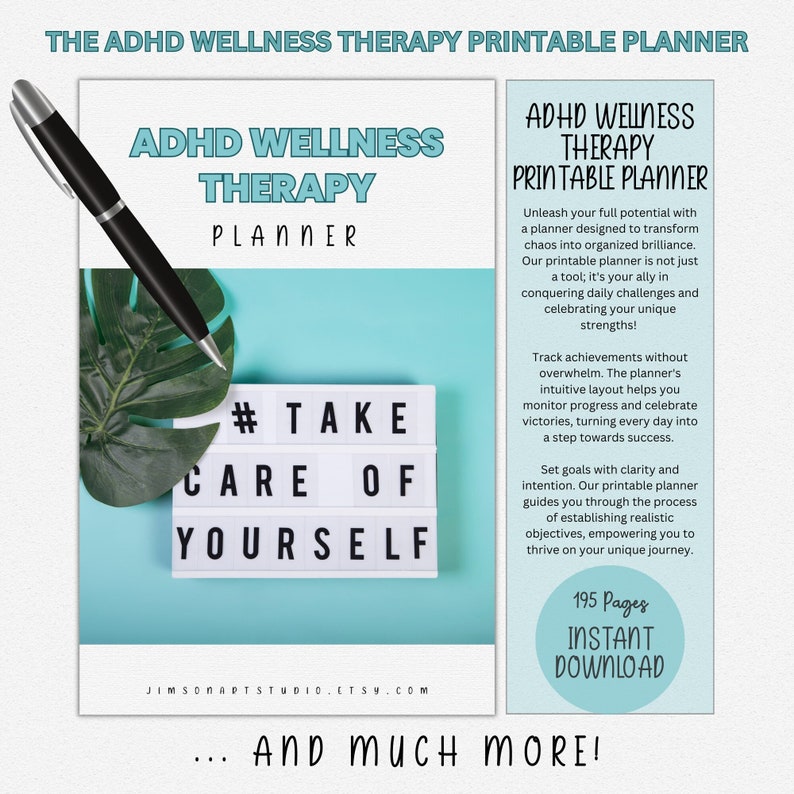 ADHD Wellness Printable Planner | ADHD Planner Printable Pages | Self ...
