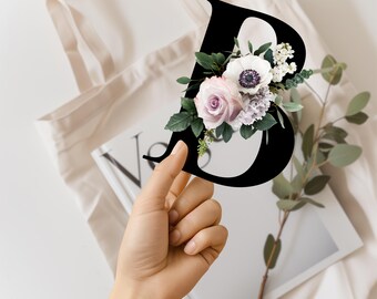 Floral Letter B Monogram Initial Vinyl Sticker - Etsy