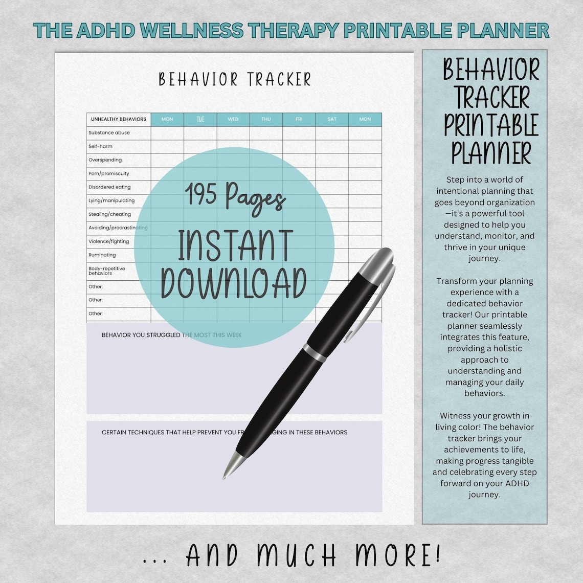 ADHD Wellness Printable Planner ADHD Planner Printable - Etsy