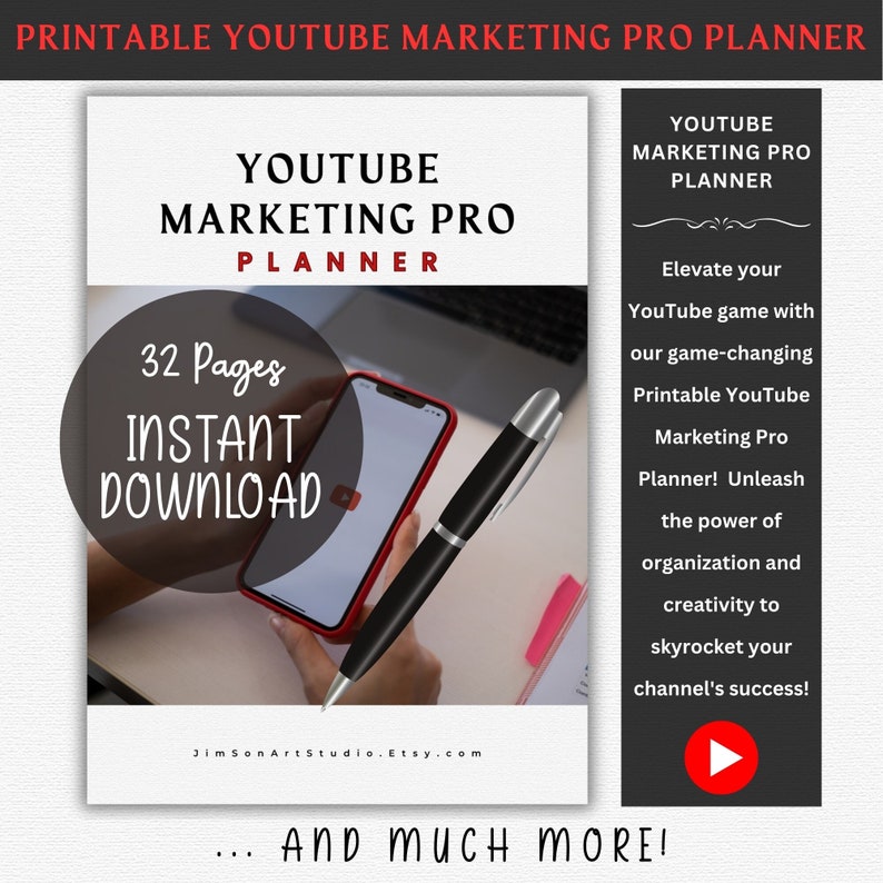 Youtube Printable Marketing Pro Business Planner | Instant Download A4 ...