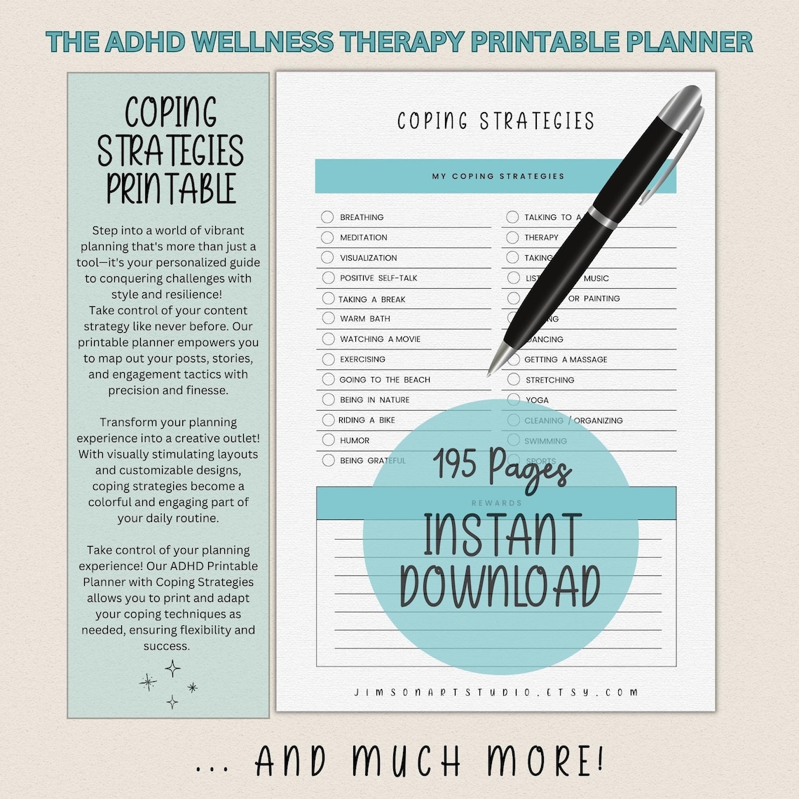 ADHD Wellness Printable Planner ADHD Planner Printable - Etsy