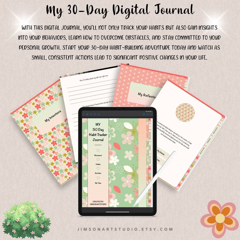 Habit Tracker Digital Journal, Digital Gratitude Journal, Journal ...
