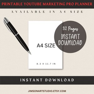 Youtube Printable Marketing Pro Business Planner | Instant Download A4 ...